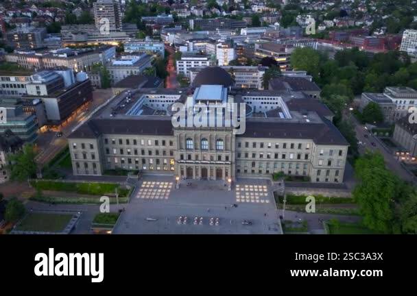 University of Zuerich. Aerial drone footage of Zurich University in ...