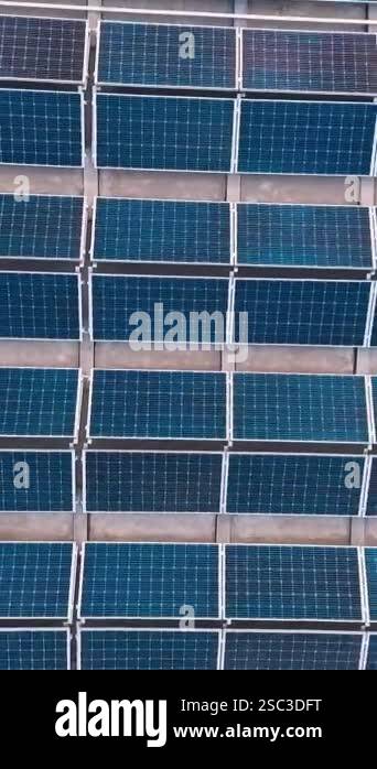 Photovoltaic Panels On Solar Power Station. Top down aerial view of the ...