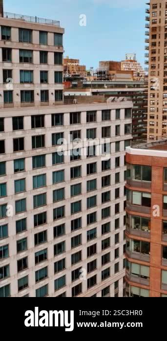 Flight among the top floors of the multistoried buildings. Multiple ...