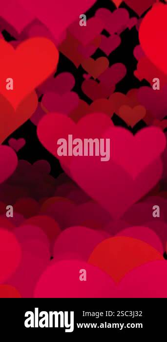 Red Hearts Falling Down And Bounce At Bottom For Valentins Day ...