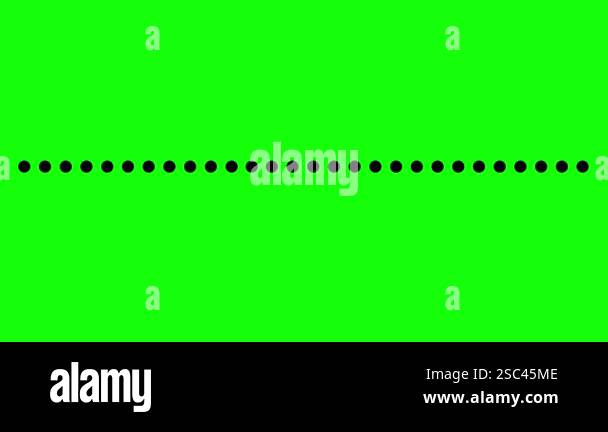 video animation black dotted line drawing shape, on a green chroma key ...