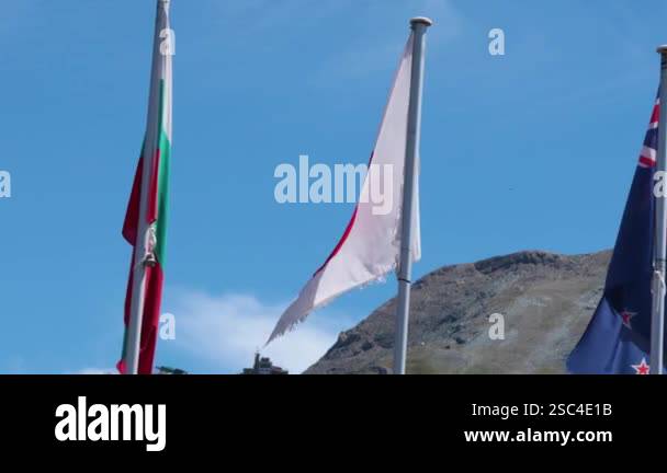 Flags of different countries waving in the wind Stock Video Footage - Alamy