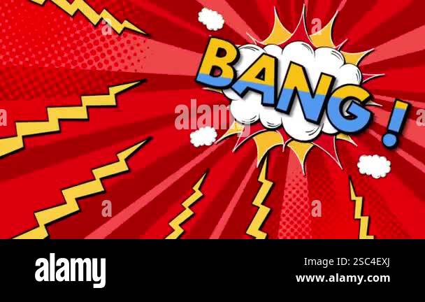 Comic-style explosion with "BANG!" text animation Stock Video Footage ...