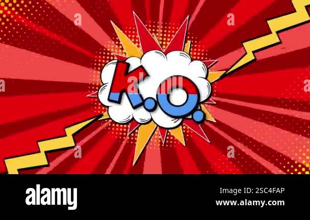 Dynamic comic book explosion with 'KO' text Stock Video Footage - Alamy