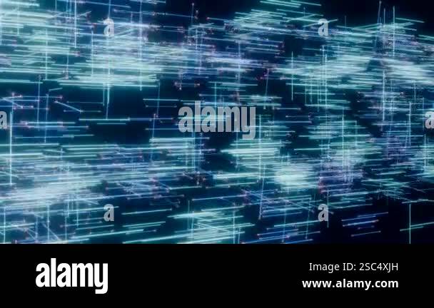 Abstract futuristic cyber loop. Digital lines with orange spheres ...