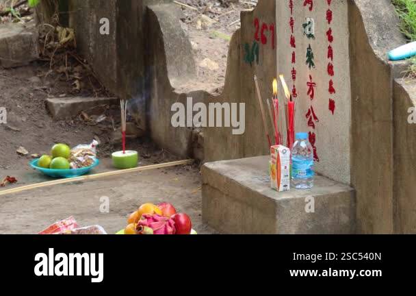 Ritual offerings at a traditional ancestral shrine Stock Video Footage ...