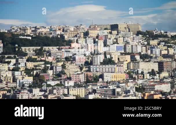 Breathtaking panoramic view of Naples from Posillipo, with the city and ...
