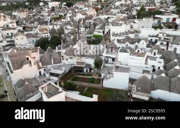 Drone flight offers stunning views of unique trulli architecture of ...