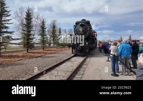 Steam train 2816 travelling across the Canadian prairies Stock Video ...