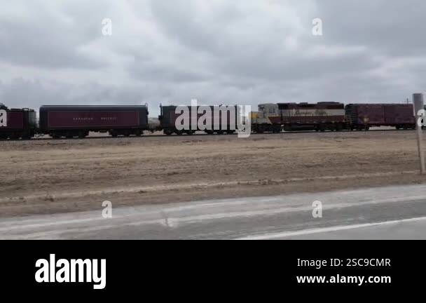 Steam train 2816 travelling across the Canadian prairies Stock Video ...
