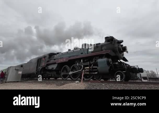 Steam train 2816 travelling across the Canadian prairies Stock Video ...