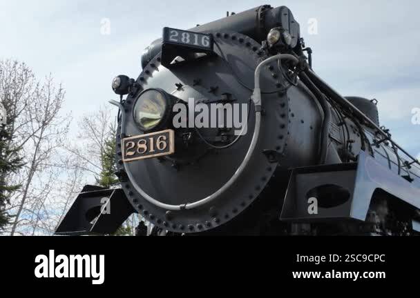 Steam train 2816 travelling across the Canadian prairies Stock Video ...