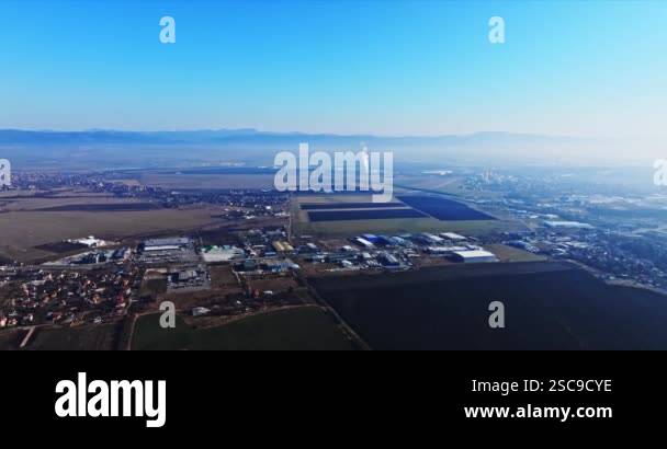Cold Haze Mist Power Plant Pollution Vast Industrial Valley City ...