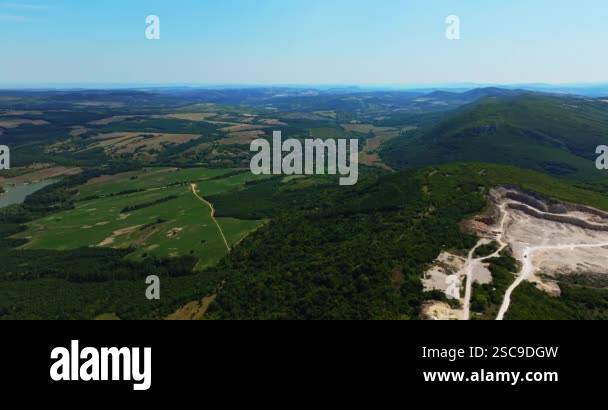 Mountain Top Quarry In Rural Bulgarian Countryside Excavation Ecology ...