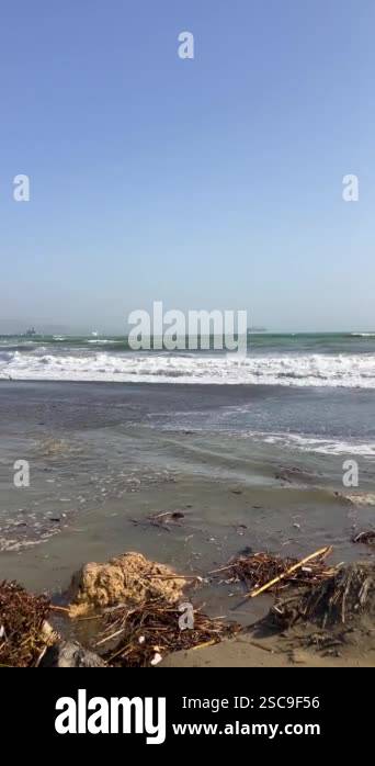 MALAGA, SPAIN - NOVEMBER 15, 2024: Coastal flooding and garbage caused ...