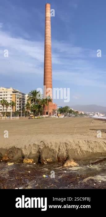 MALAGA, SPAIN - NOVEMBER 15, 2024: Coastal flooding and garbage caused ...