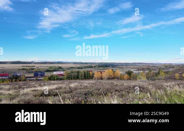 Steam train 2816 travelling across the Canadian prairies Stock Video ...