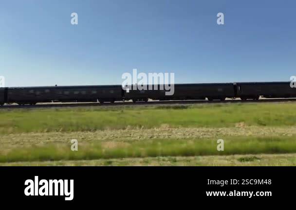 Steam train 2816 travelling across the Canadian prairies Stock Video ...