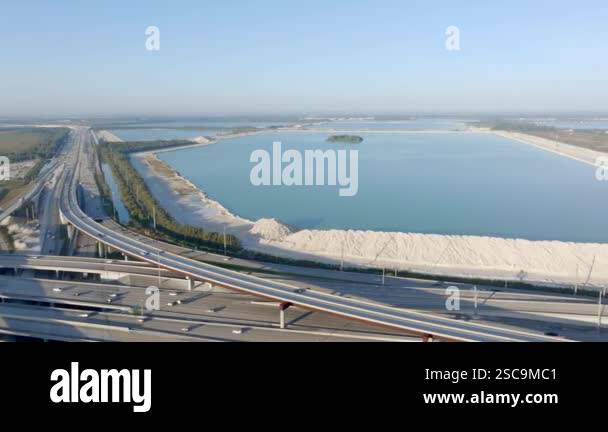 Aerial drone panorama white rock quarry Miami Florida 2025 Stock Video ...