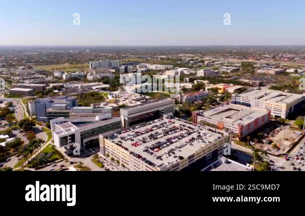 Miami, FL, USA - January 29, 2025: Aerial reveal Miami FIU Florida ...