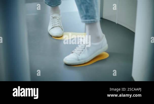 Security Checkpoint in Airport Terminal: Knee Level Shot of ...