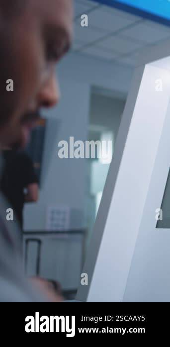 Airport Security Checkpoint: African American Security Officer Monitors ...