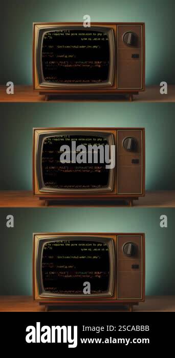 Vertical Old 90s retro crt monitor with glitch effect, coding error ...