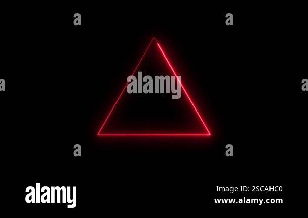 Abstract glowing Cyan triangle line moving animation red color, neon ...