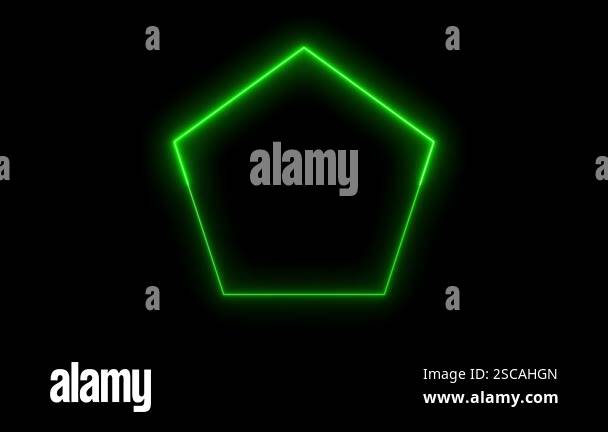 Glowing neon line Pentagon shape green color animation, Pentagon line ...