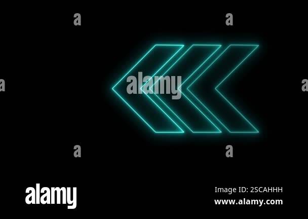 Glowing neon light arrows sign right to left animation concept ...