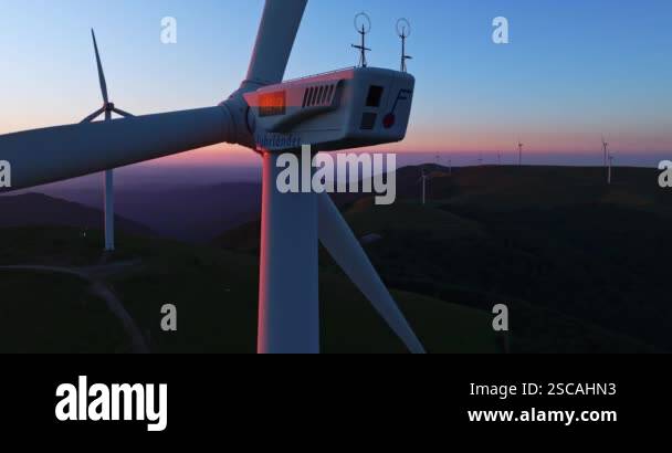 Vast Wind Catcher Generator Park Strong Current Sunrise In Central ...