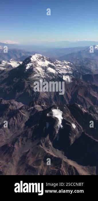 Aerial Perspective of the Andes Mountains in Summer from Plane Window ...