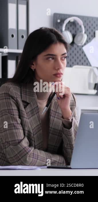 Positive Caucasian young adult freelancer thinking and having brilliant ...