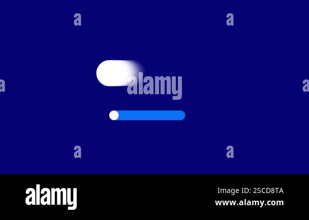 Animation of A blue and white loading bar graphic on a dark background ...
