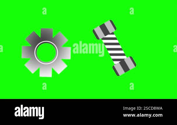 Animation of A mechanical gear and a striped bolt symbolizing machinery ...