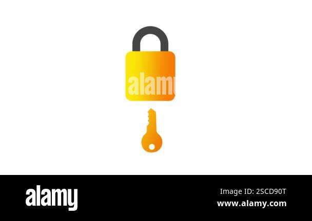 Animation of A golden unlocked padlock icon on a white background ...