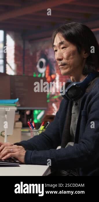 Vertical video AI startup senior programmer overseeing deep learning application, thinking how ...