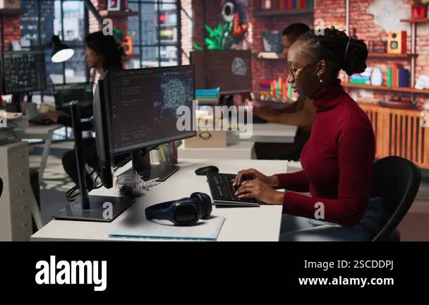 Programmer Coding Artificial Intelligence Algorithm In Startup