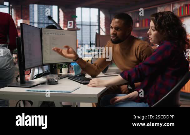 Team Of It Specialists Using Programming Languages On Pc In Startup Office To Build Applications