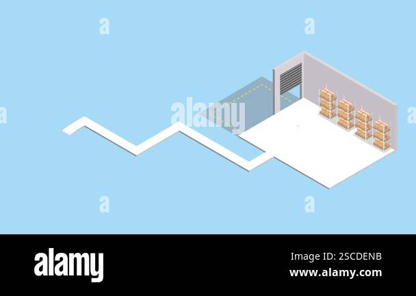 3D Isometric animation of Automated warehouse robotic and autonomous ...