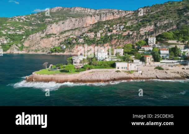 Aerial view of the French Riviera coastline between Nice and Monaco ...