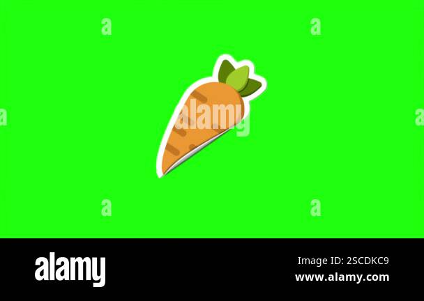 Carrot sticker animation. Sticker on vegetable theme. Colorful cartoon ...