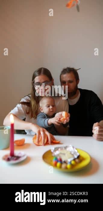 A heartwarming and joyful family interaction that showcases a baby ...