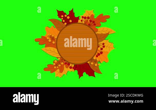 Autumn animation with leaves and berries. Autumn season decorative ...