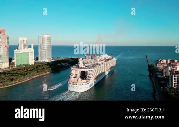November 22, 2024 - Miami Beach, Florida: Aerial view Cruise ship ...