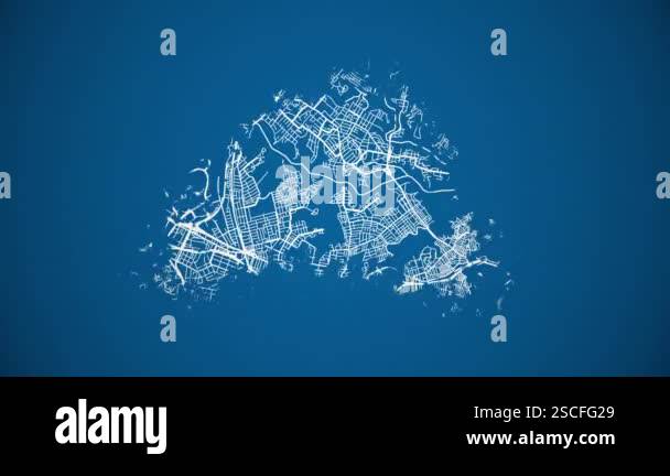 Ink reveal animation of Sydney city, New South Wales, Australia, grid ...