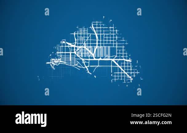Ink reveal animation of Los Angeles city, California, United States ...