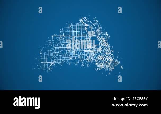 Ink reveal animation of Atlanta city, Georgia, United States, grid map ...