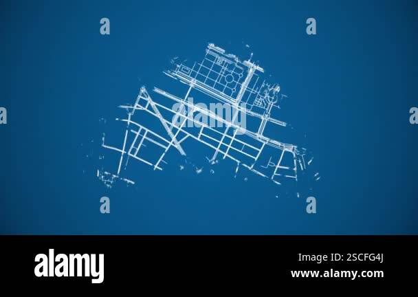 Ink reveal animation of Paris city, France, grid map. Aerial top view ...