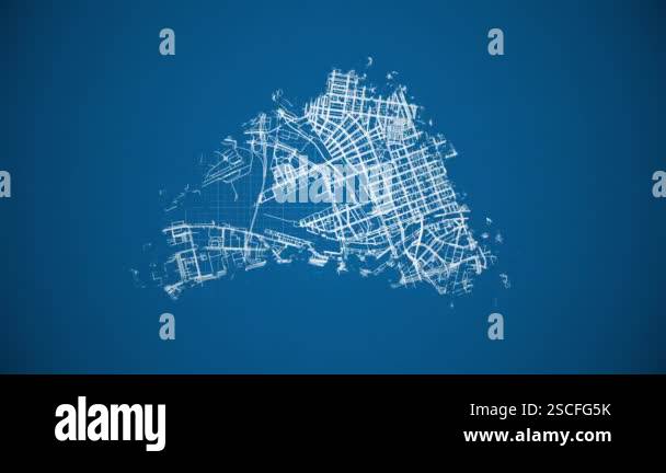 Ink reveal animation of Melbourne city, Victoria, Australia, grid map ...
